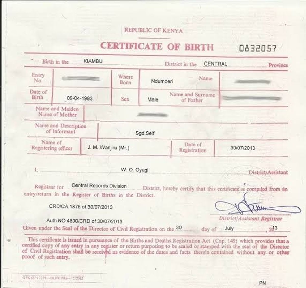 Revealed Amount Of Money Required To Process Birth Certificate In Kisii
